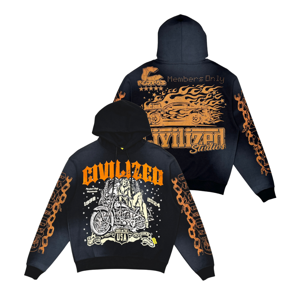Civilized Members Only Wash Black Hoodie – Underground Clothing