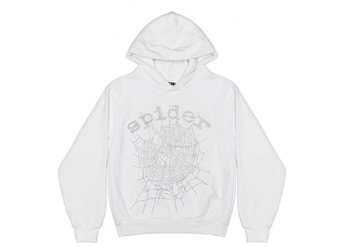 Spider OG Rhinestone Logo White Hoodie – Underground Clothing