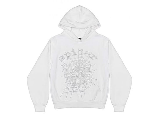 Spider OG Rhinestone Logo White Hoodie – Underground Clothing