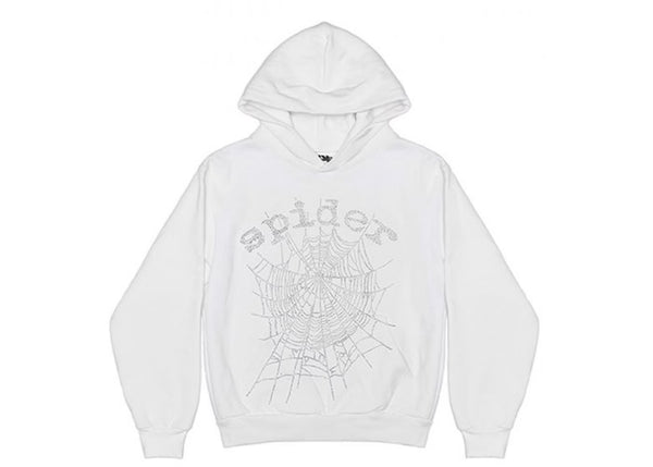 Spider OG Rhinestone Logo White Hoodie – Underground Clothing